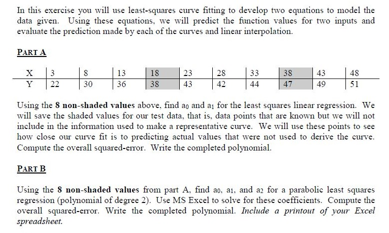Solved In this exercise you will use least-squares curve | Chegg.com