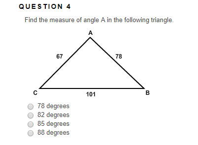 Solved Find the measure of angle A in the following | Chegg.com