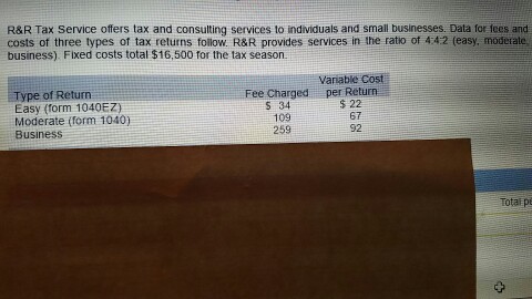 Solved R&R Tax Service offers tax and consulting services to | Chegg.com