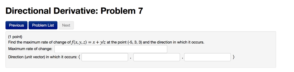 Solved Directional Derivative: Problem 1 Previous Problem | Chegg.com