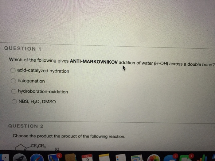 Solved Which of the following gives ANTI-MARKOVNIKOV | Chegg.com