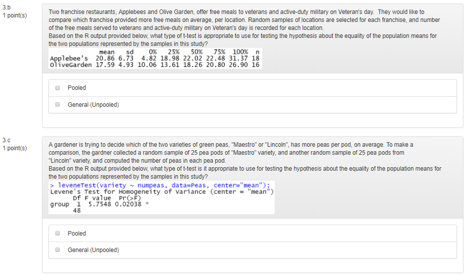 Solved Question 3 Background : To Pool or Not to Pool? | Chegg.com