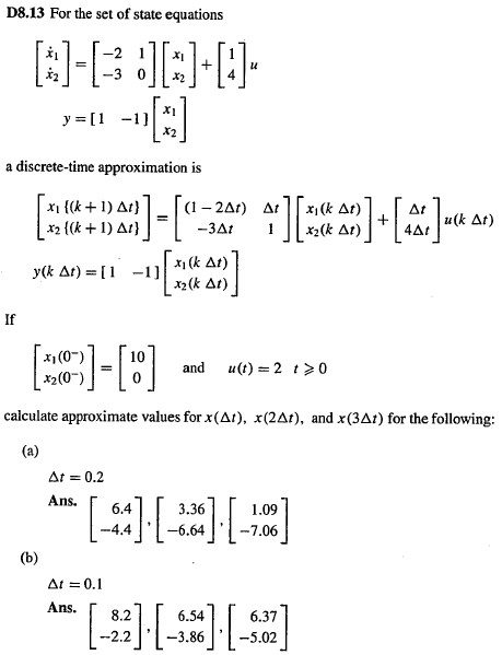 Solved For the set of state equations calculate approximate | Chegg.com