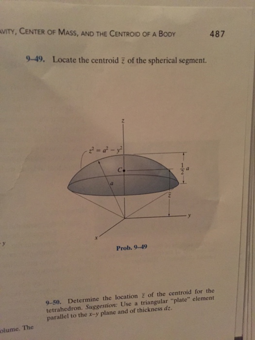 Solved Locate the centroid z of the spherical segment. | Chegg.com