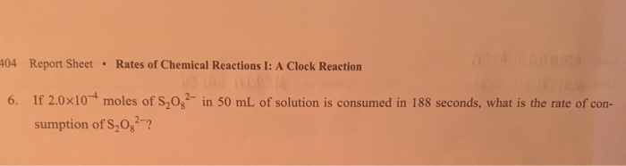 Solved If 2.0x10^-4 moles of S2O8^-2 of a solution is | Chegg.com