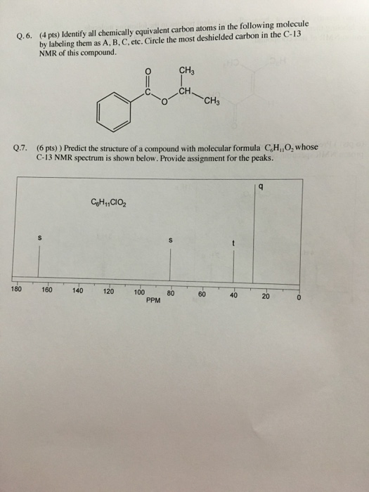 Solved Identify all chemically equivalent carbon atoms | Chegg.com