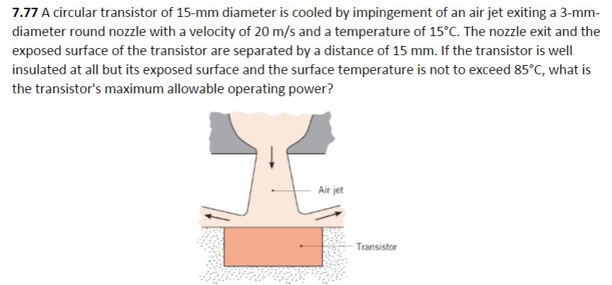 Solved 7.77 A circular transistor of 15-mm diameter is | Chegg.com