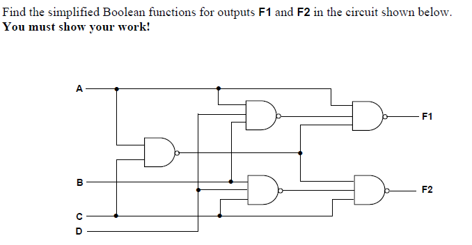 Solved Find the simplified Boolean functions for outputs F1 | Chegg.com