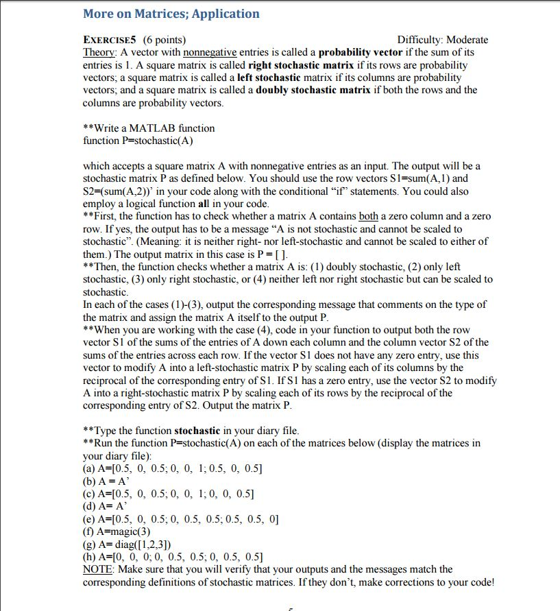 Solved A vector with nonnegative entries is called a | Chegg.com