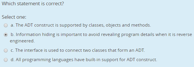 Solved An Abstract Data Type is a type defined in terms of | Chegg.com