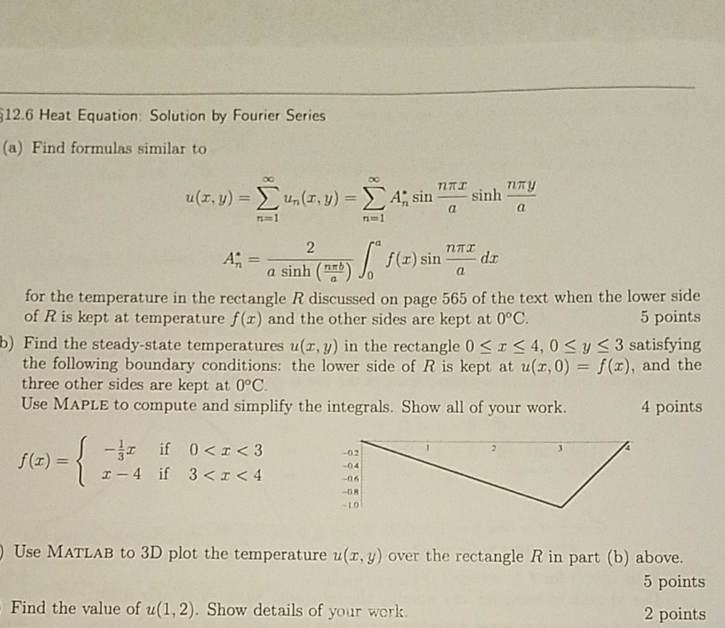 Solved 12.6 Heat Equation: Solution by Fourier Series (a) | Chegg.com