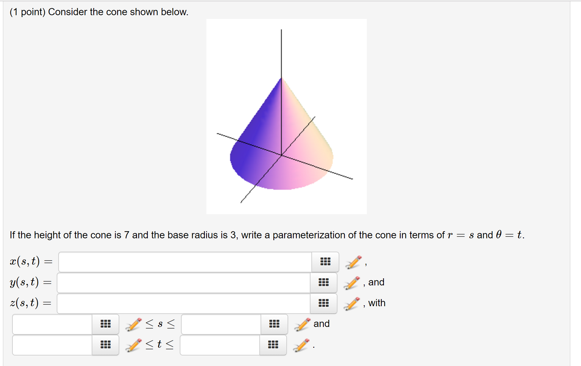 Solved Consider the cone shown below. If the height of the | Chegg.com Solved Consider the cone shown below. If the height of the | Chegg.com