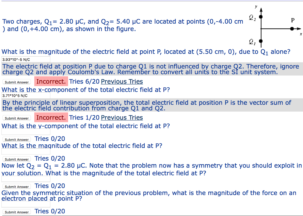 Solved Two charges, Q_1 = 2.80 mu C' and Q_2 = 5.40 mu C are | Chegg.com