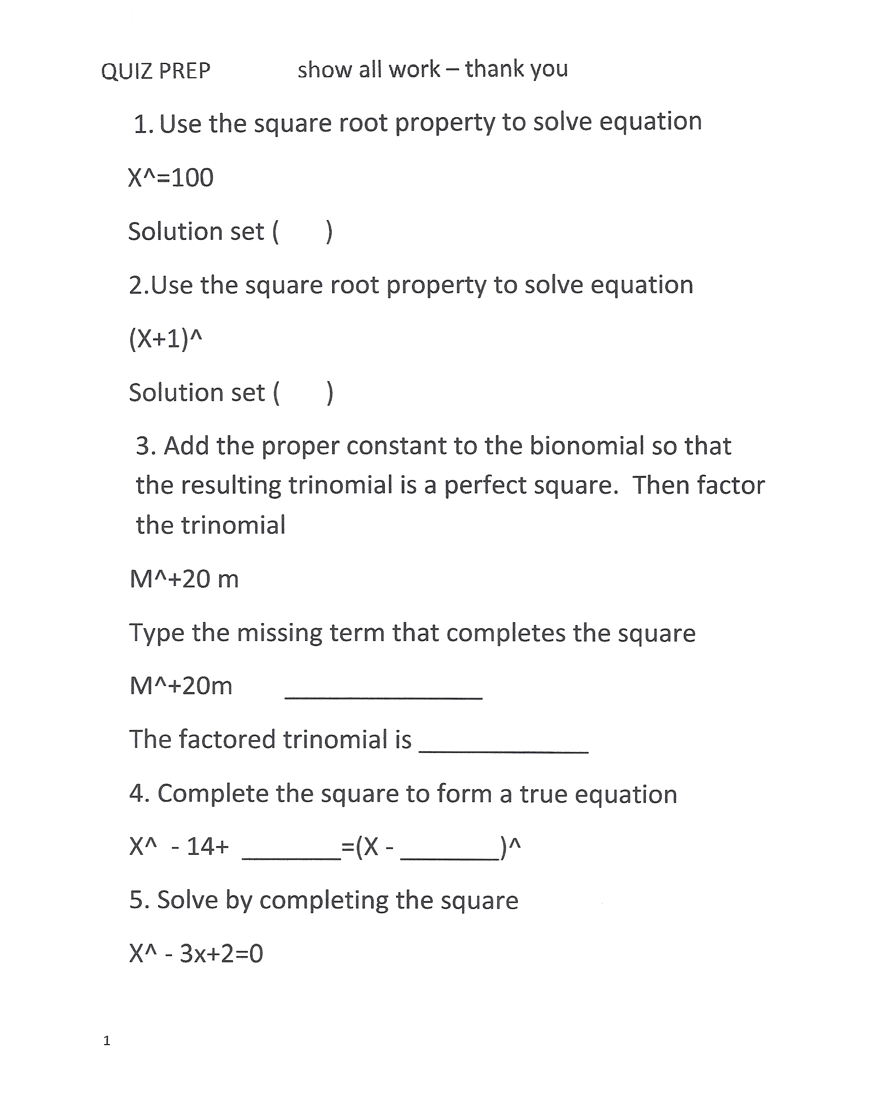 Solved Use the square root property to solve equation X | Chegg.com