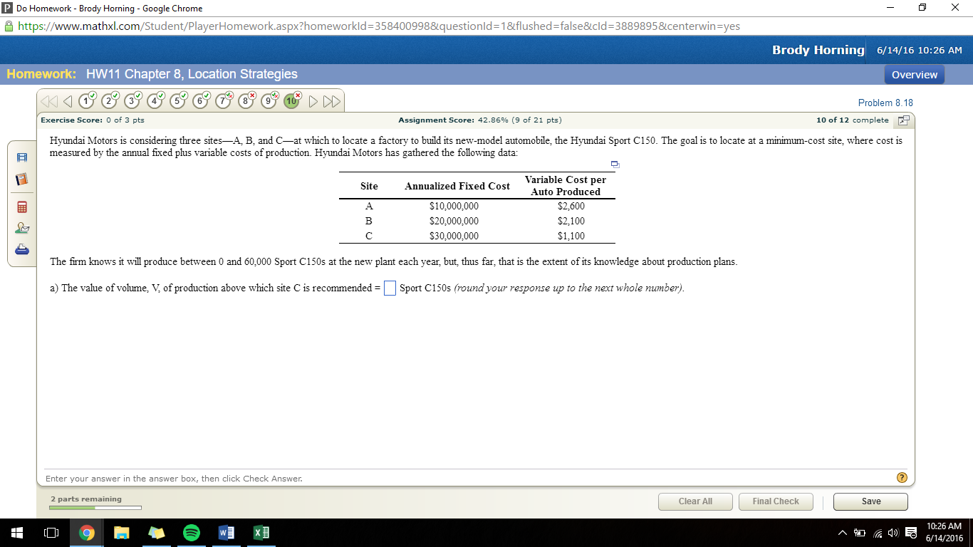 Solved P Do Homework Brody Horning Google Chrome https:// | Chegg.com