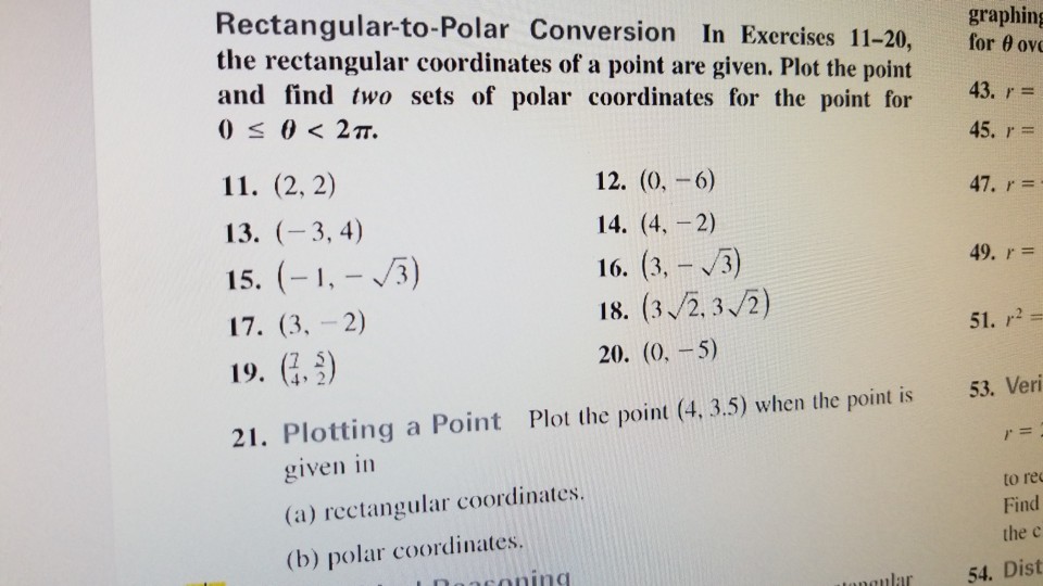 Solved Rectangular-to-Polar Conversion In Exercises 11-20, | Chegg.com