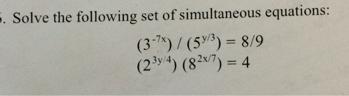 Solved Solve the following set of simultaneous equations: | Chegg.com