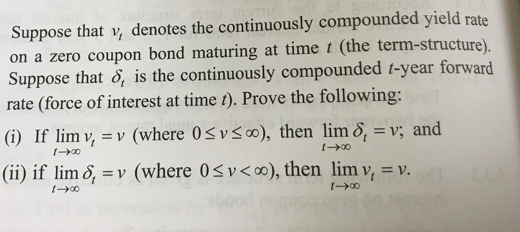 Suppose that v, denotes the continuously compounded | Chegg.com