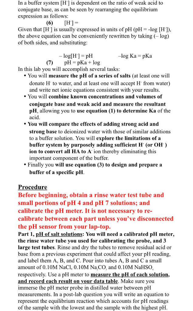 Solved Designing and Preparing a Buffer The dissociation of | Chegg.com