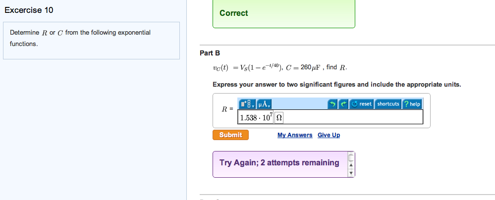 Solved Determine R or C from the following exponential | Chegg.com