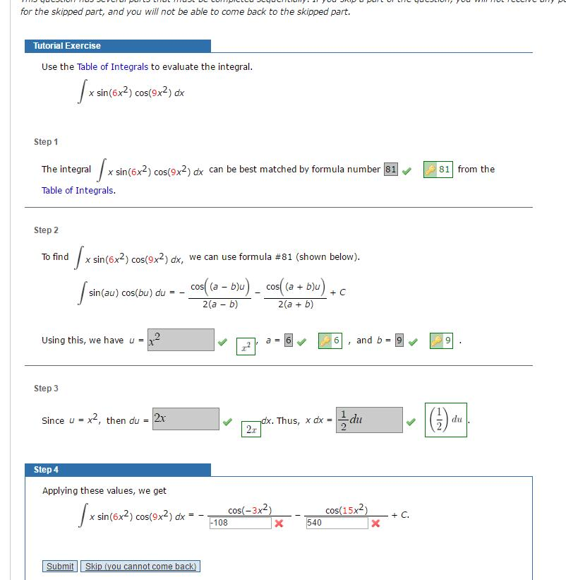 Solved Use The Table Of Integrals To Evaluate The Integral