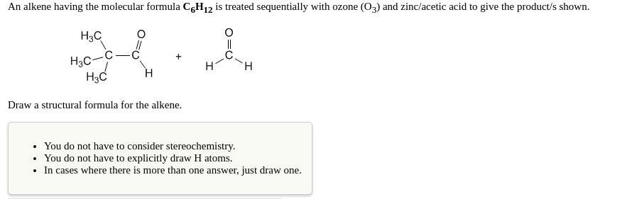 Solved An alkene having the molecular formula CGH12 is | Chegg.com