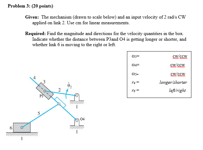 Solved Problem 3: (20 points) Given: The mechanism (drawn to | Chegg.com