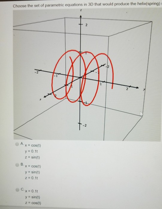 Solved ce the helix(spring) Choose the set of parametric | Chegg.com