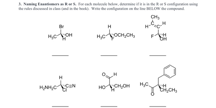 Solved Naming Enantiomers as R or S. For each molecule | Chegg.com