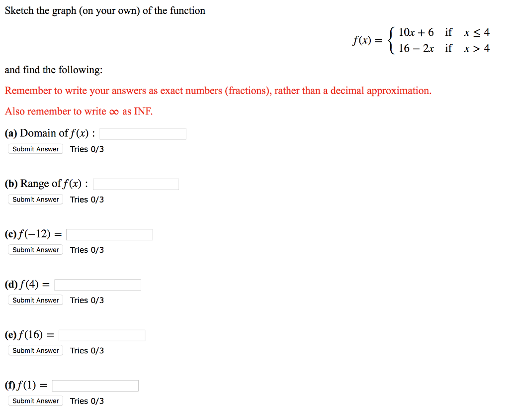 Solved Sketch the graph (on your own) of the function 10x +6 | Chegg.com