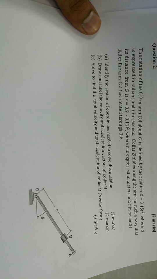 Solved The rotation of the 0.9 m arm OA about O is defined | Chegg.com