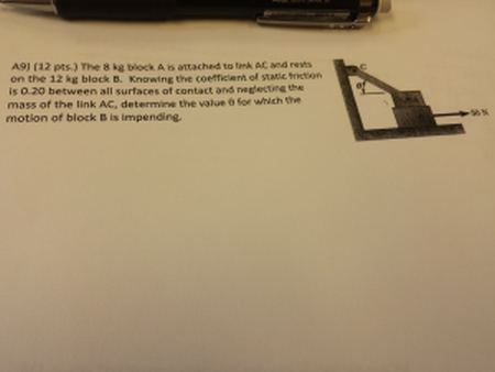 Solved The 8 kg block. A is attached to link AC and rests on | Chegg.com