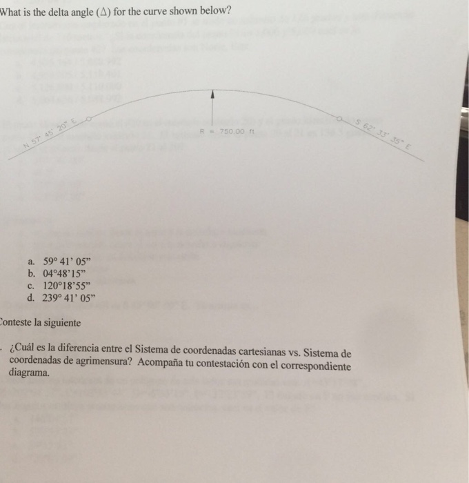 Solved What is the delta angle (Delta) for the curve shown | Chegg.com