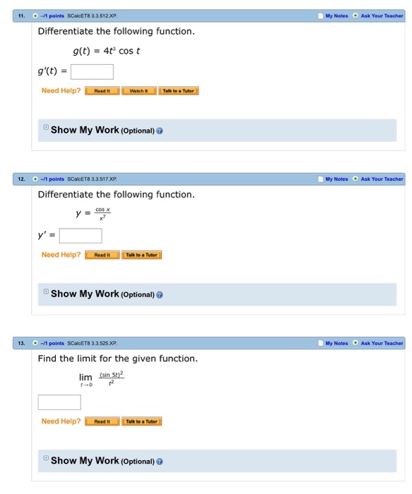 Solved Differentiate the following function. g(t) = 4t^3 | Chegg.com