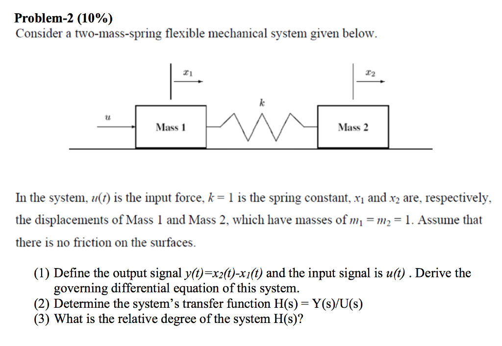 Solved Consider a two-mass-spring flexible mechanical system | Chegg.com