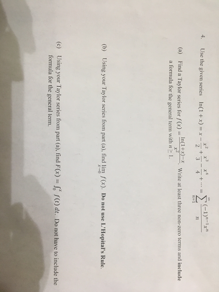 Solved Use the given series In( 1 +x)-x-xa +TT+--Σ(-r- (a) | Chegg.com