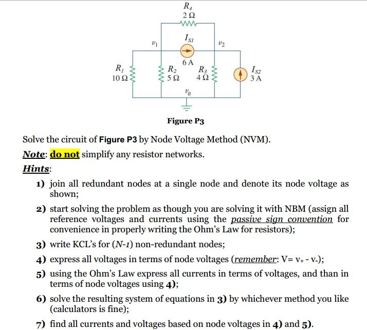 Solved Solve the circuit of Figure P3 by Node Voltage Method | Chegg.com