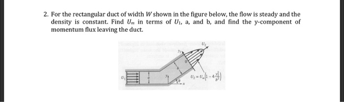 Solved For the rectangular duct of width W shown in the | Chegg.com
