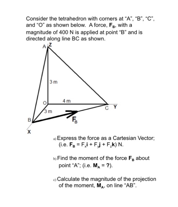 Solved Consider the tetrahedron with corners at "A", "B", | Chegg.com