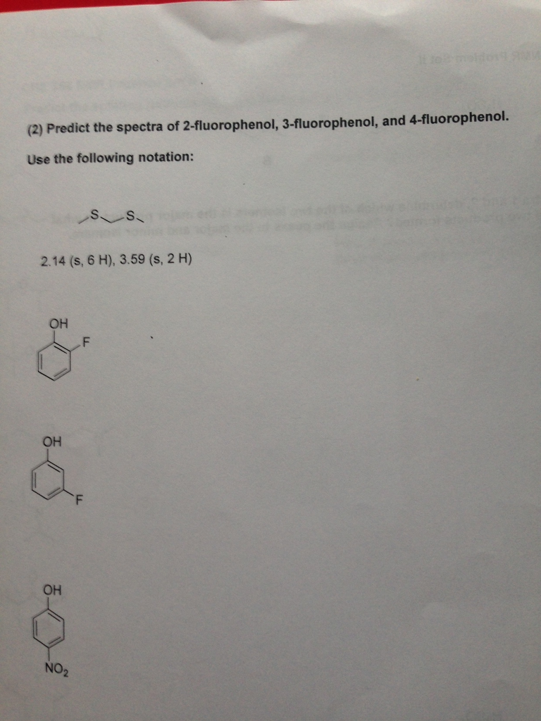 Solved Predict the spectra of 2-fluorophenol, | Chegg.com