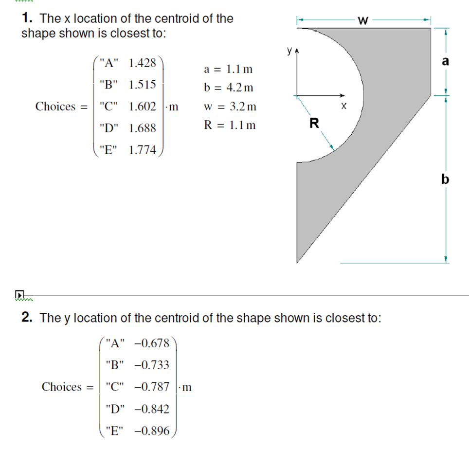 Solved 1. The x location of the centroid of the shape shown | Chegg.com