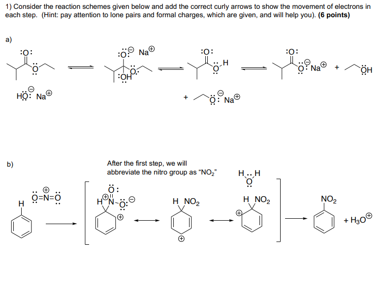 Solved 1) Consider the reaction schemes given below and add | Chegg.com