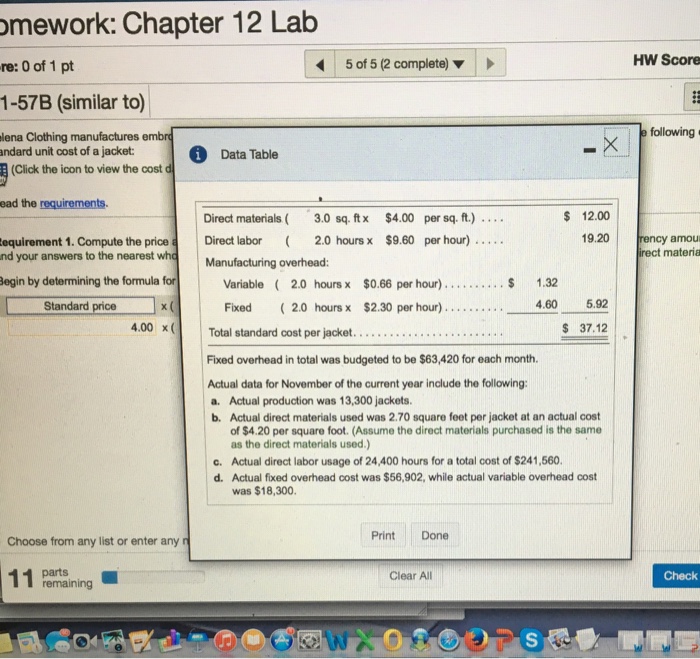 Solved mework: Chapter 12 Lab re: 0 of 1 pt 1-57B (similar | Chegg.com