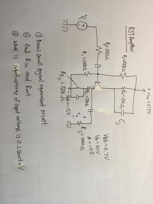 Draw small signal equivalent circuit find R_in and | Chegg.com