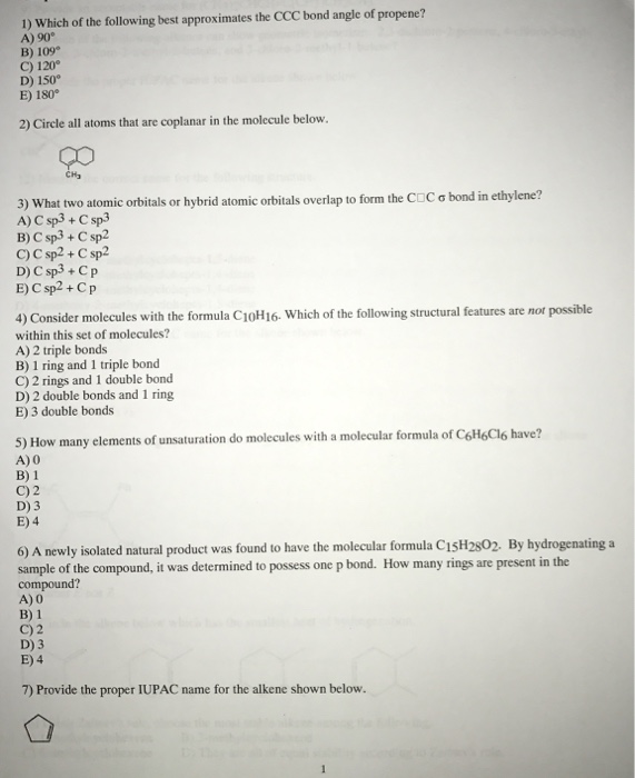 Solved Which of the following best approximates the CCC bond | Chegg.com