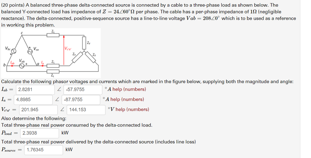 Solved A Balanced Three Phase Delta Connected Source Is