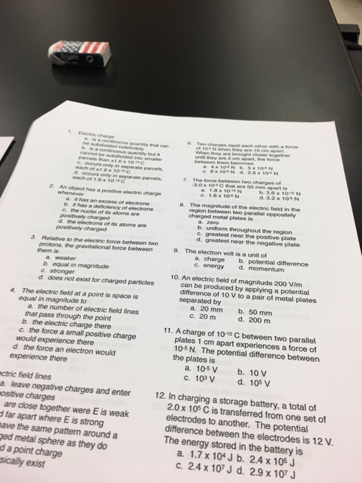 Solved Electric charge a. is a continuous quantity that can | Chegg.com