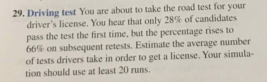 Solved 29. Driving test You are about to take the road test | Chegg.com