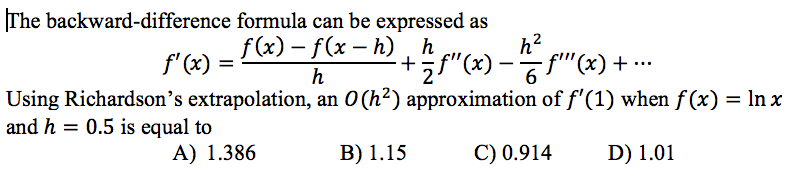 Solved The Backward Difference Formula Can Be Expressed As 2