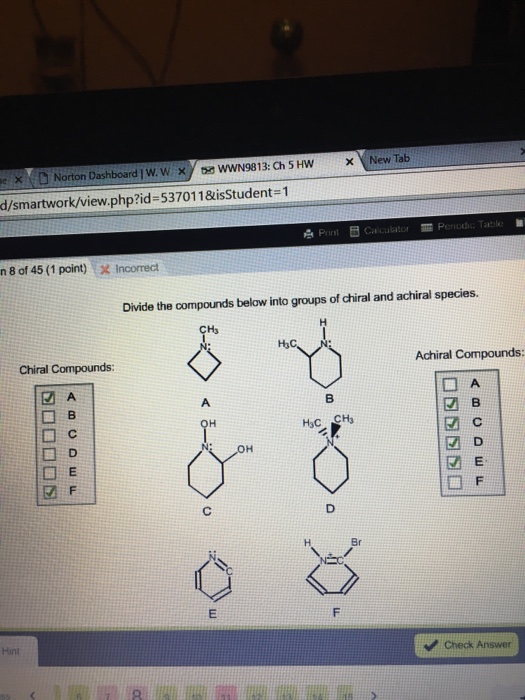 Solved Divide the compounds below into groups of chiral and | Chegg.com